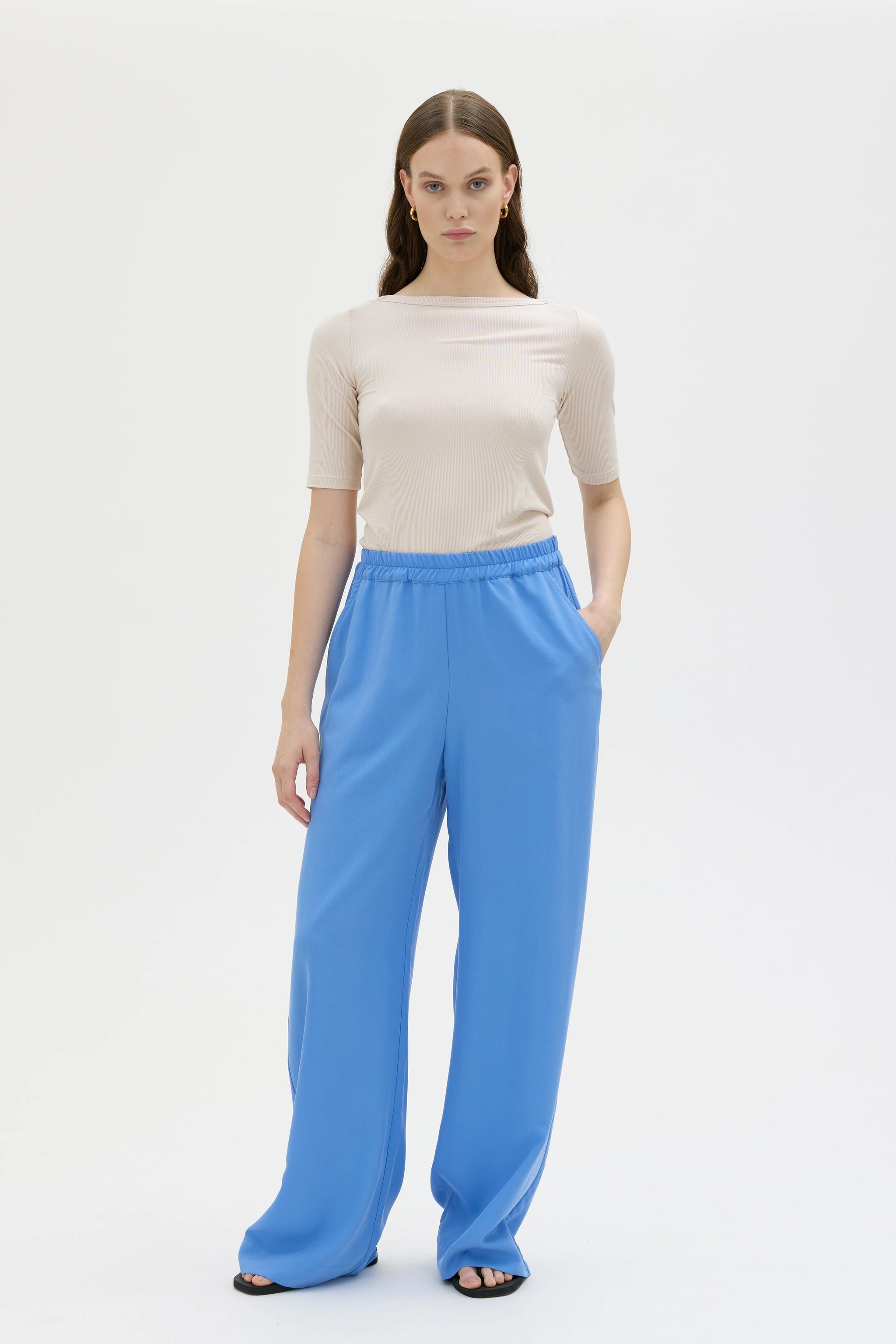 Tela Långa Vida Tencelbyxor - Flack Blue